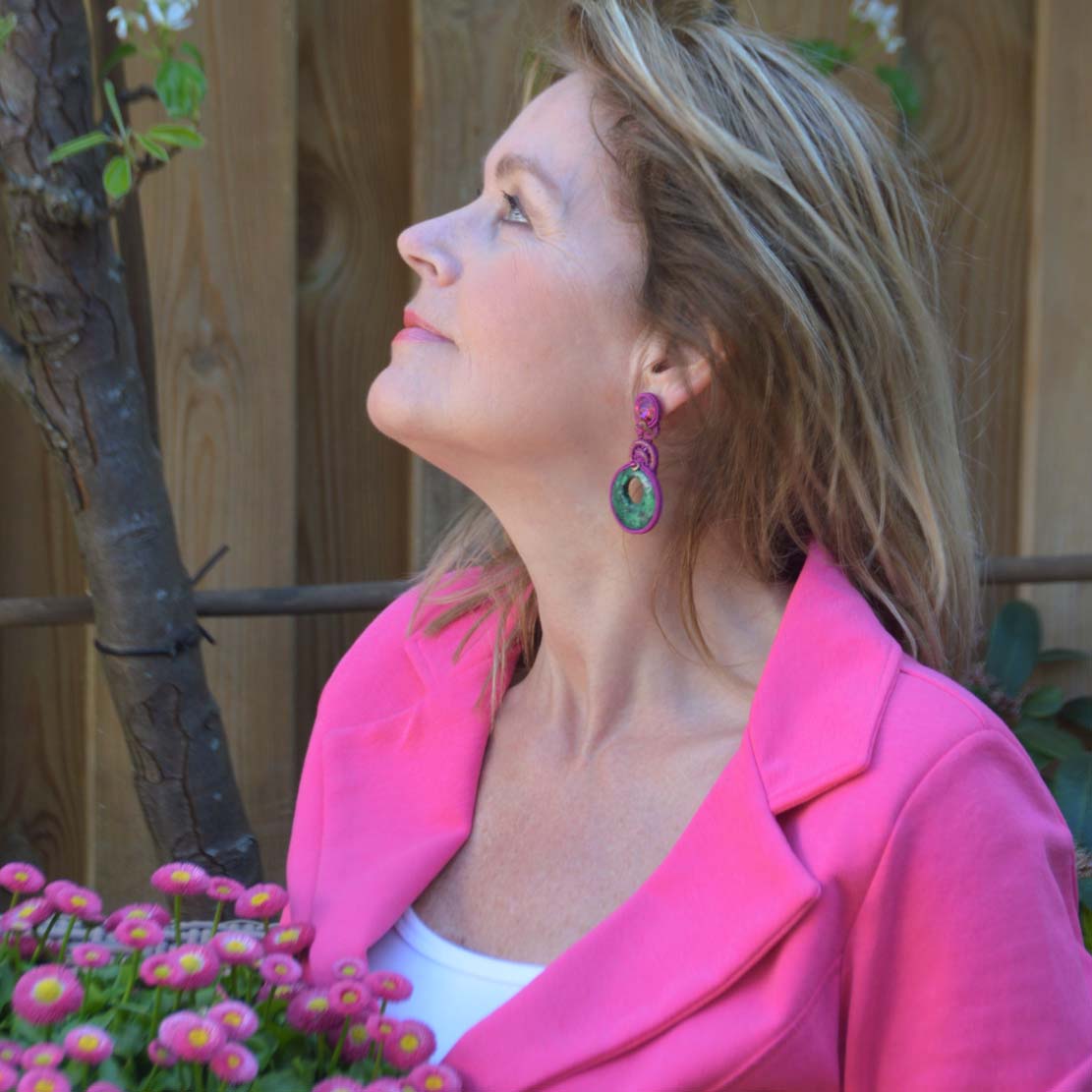 Handgemaakte oorbellen: ' Diva Flora ' - elleselegantearrings