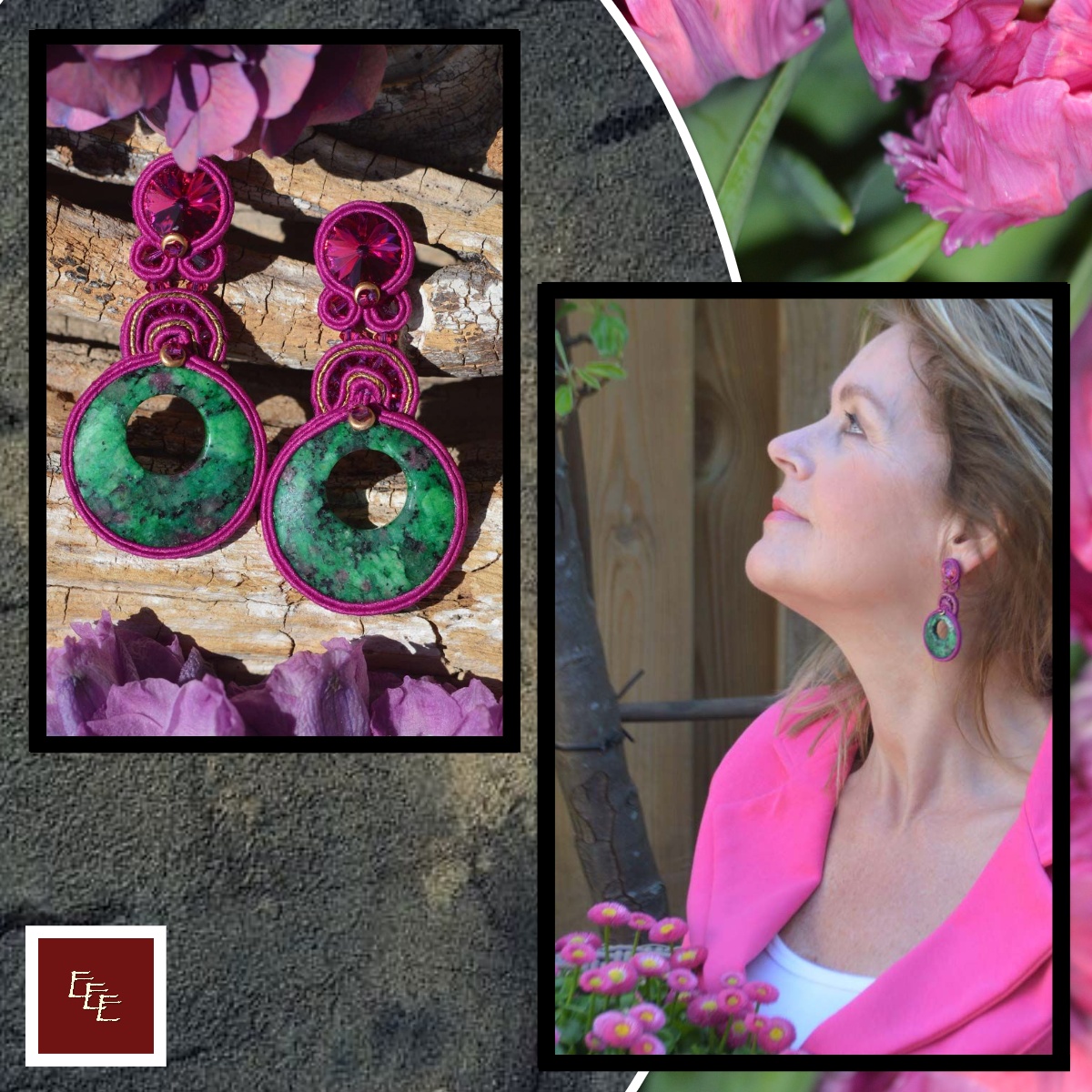 Handgemaakte oorbellen: ' Diva Flora ' - elleselegantearrings